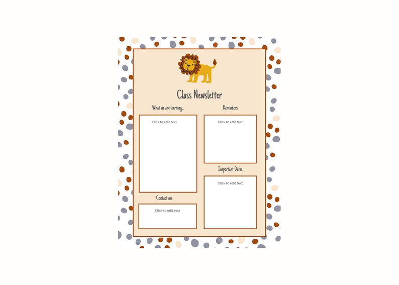 Classroom Newsletter Editable Template for Teacher / Zoo - Etsy