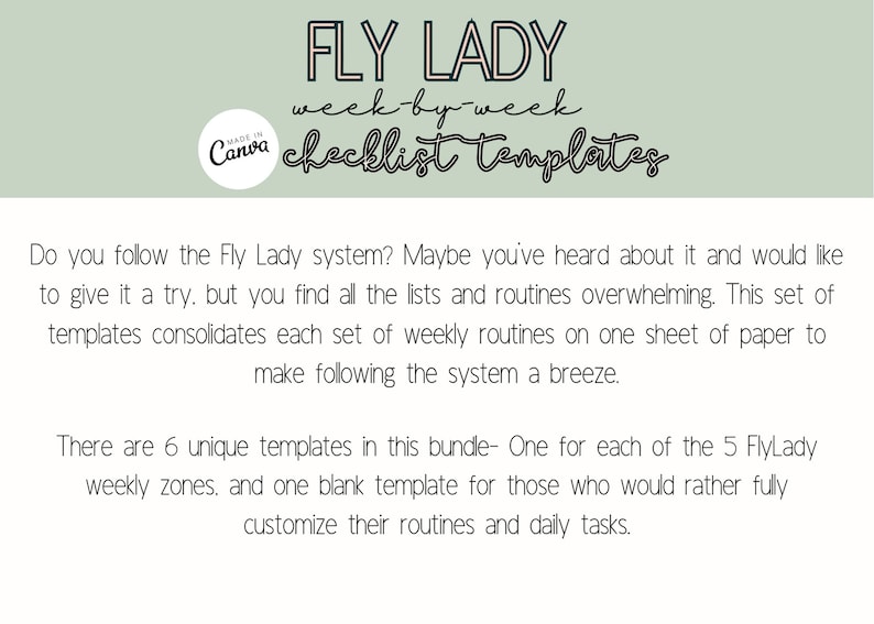 Fly Lady Weekly Editable Cleaning Routine Checklist / ADHD Declutter and Organization Planner ...