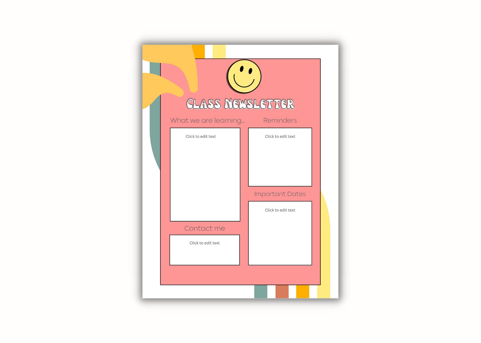 Classroom Newsletter Editable Template for Teacher / Retro Groovy ...