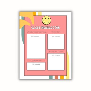 Classroom Newsletter Editable Template for Teacher / Retro Groovy ...