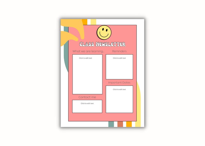 Classroom Newsletter Editable Template for Teacher / Retro Groovy ...