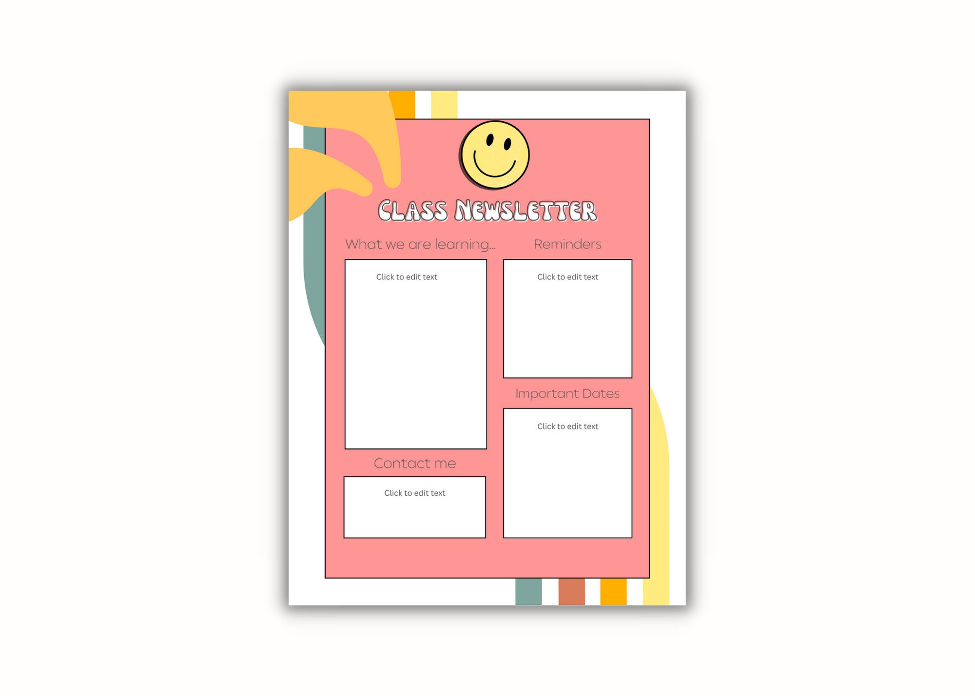 Classroom Newsletter Editable Template for Teacher / Retro Groovy ...