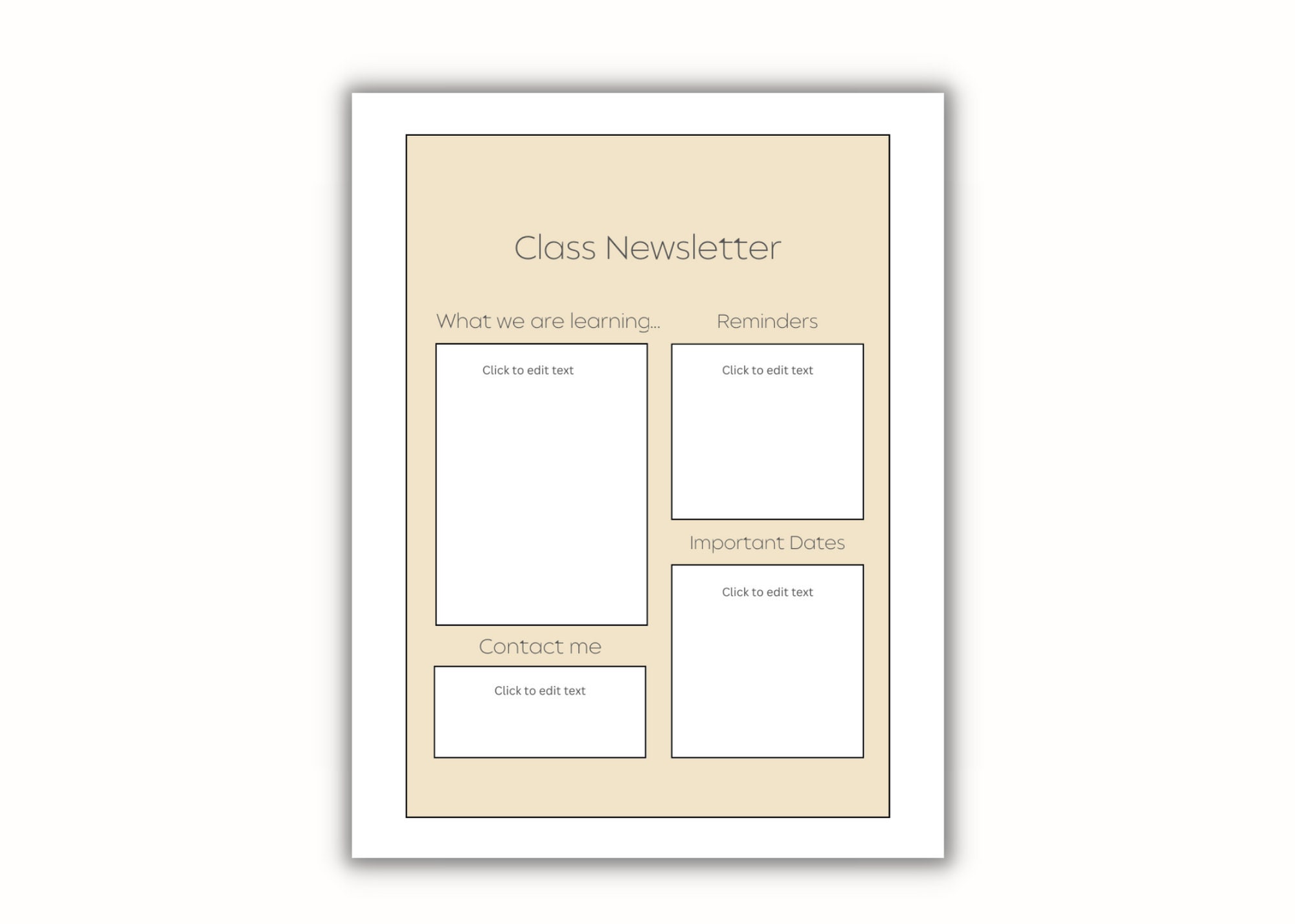Class Newsletter Editable Template for Teacher / Minimal Neutral Theme ...