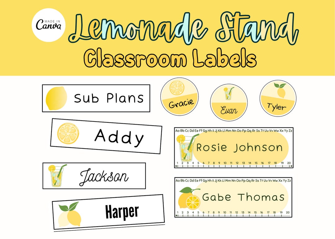 Lemonade Stand Classroom Organization Bundle / Name Tag Templates for ...