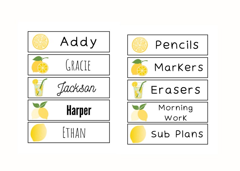 Lemonade Stand Classroom Organization Bundle / Name Tag Templates for ...