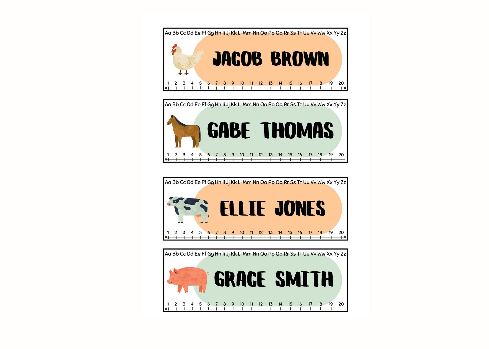 Farm Animal Theme Classroom Desk Labels / Elementary School Name Plates ...