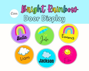 Printable Rainbow Theme Classroom Labels / Editable Name Tags / School ...