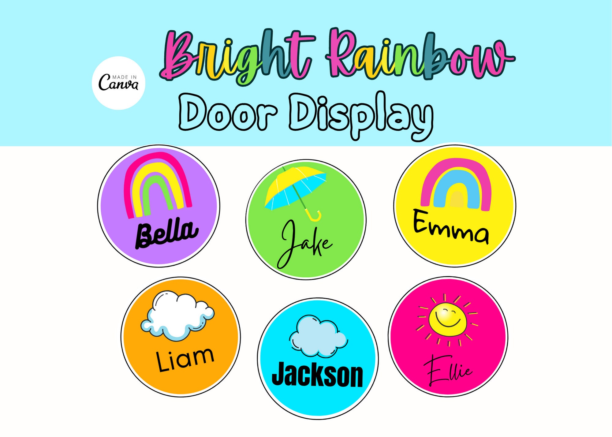 Printable Rainbow Theme Classroom Labels / Editable Name Tags / School ...
