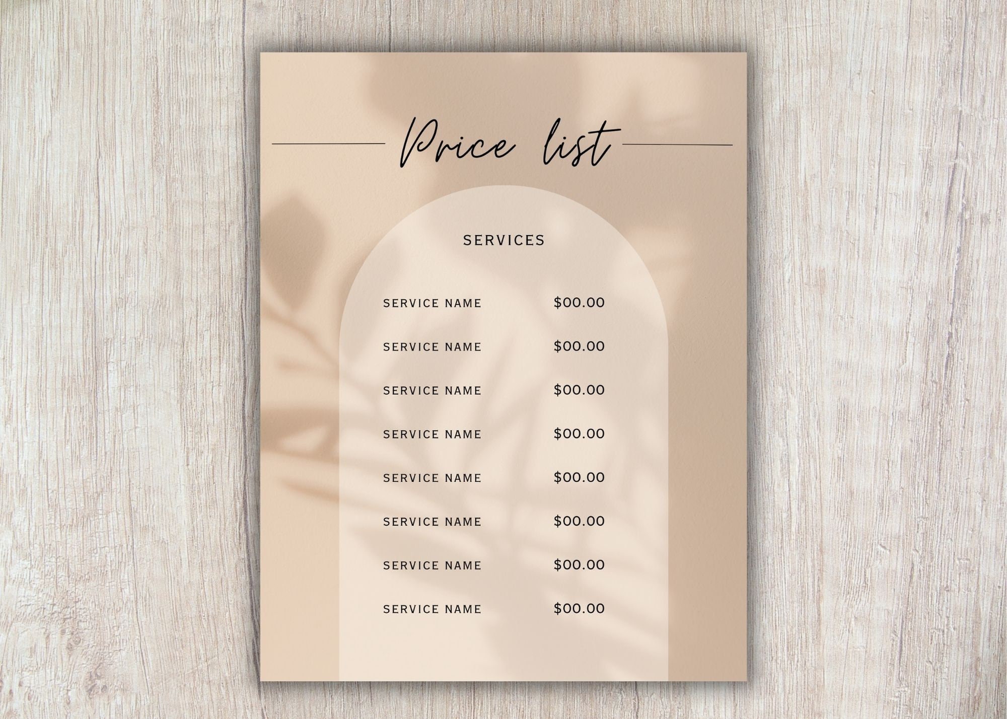 Editable Scan to Pay and Price List, Neutral Colored Customizable ...