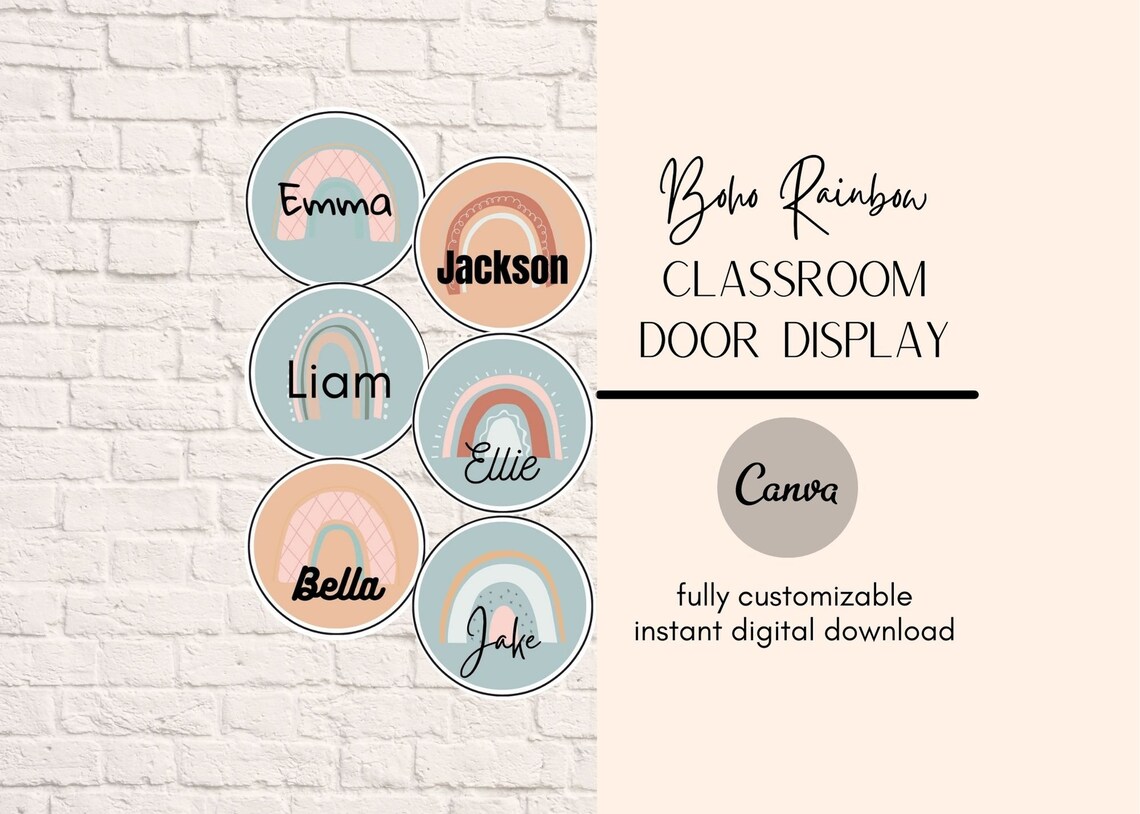 EDITABLE Boho Rainbow Classroom Bundle / Boho Rainbow | Etsy