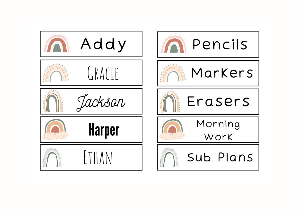 Boho Classroom Name Tags / Printable Name Tags / Boho Classroom Decor ...