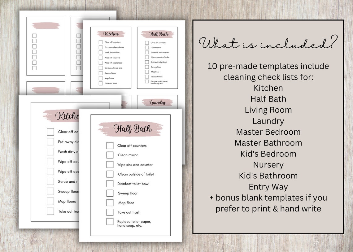 Printable Cleaning Card Template, Home Cleaning Checklist, Editable ...