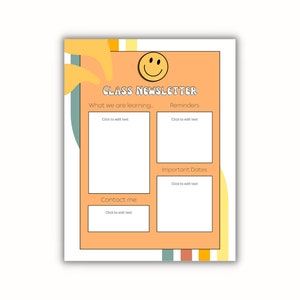 Classroom Newsletter Editable Template for Teacher / Retro Groovy ...