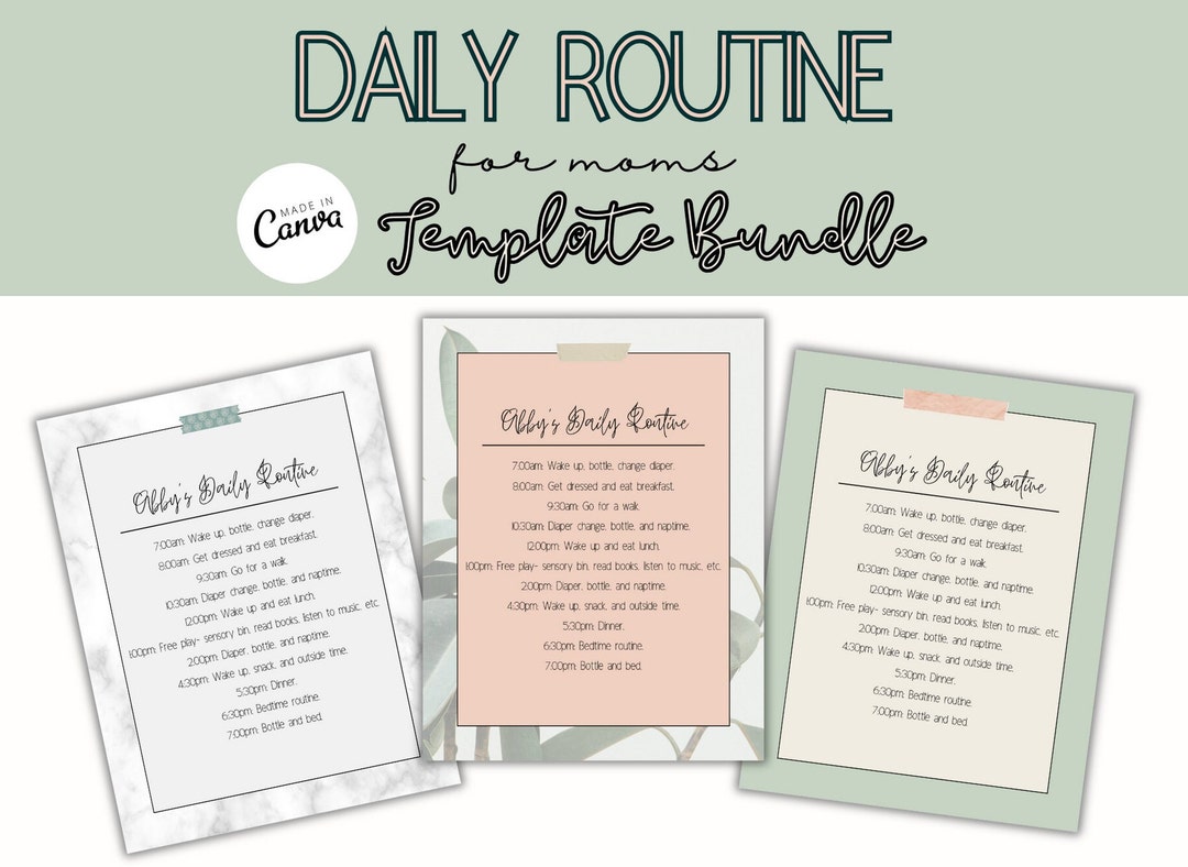 Editable Daily Routine Template for Moms / Baby and Toddler ...