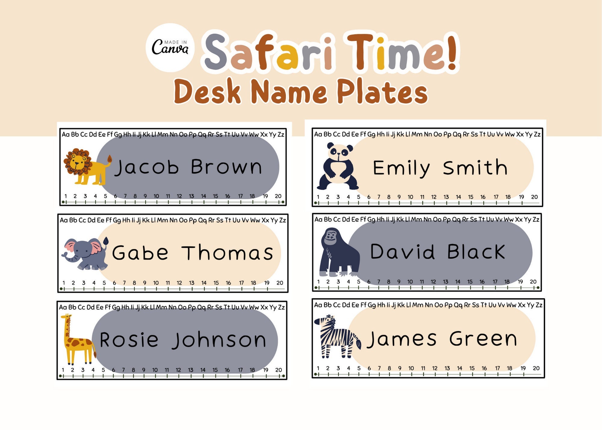 Zoo Safari Classroom Desk Labels / Elementary School Name Plates ...