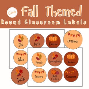 Autumn Round Classroom Name Tags / Fall Printable Name Tags ...
