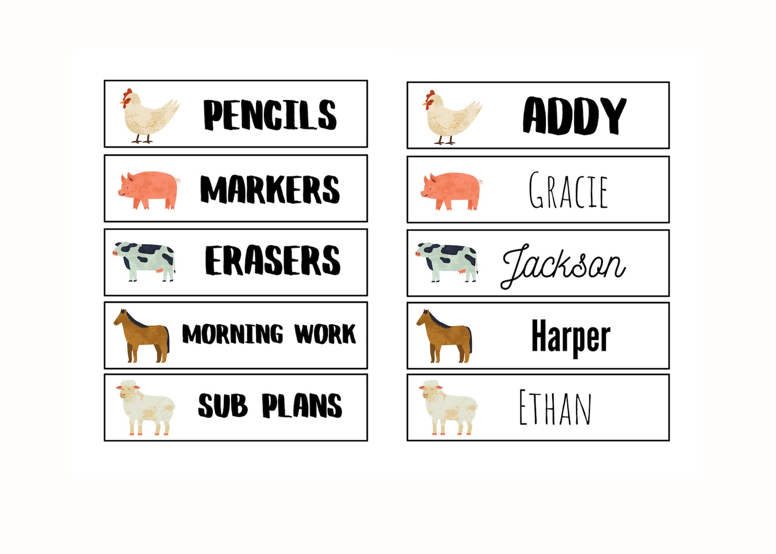 Editable Name Tags / Farm Animal Theme Classroom / Barn Class Kids ...