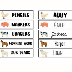 Editable Name Tags / Farm Animal Theme Classroom / Barn Class Kids ...