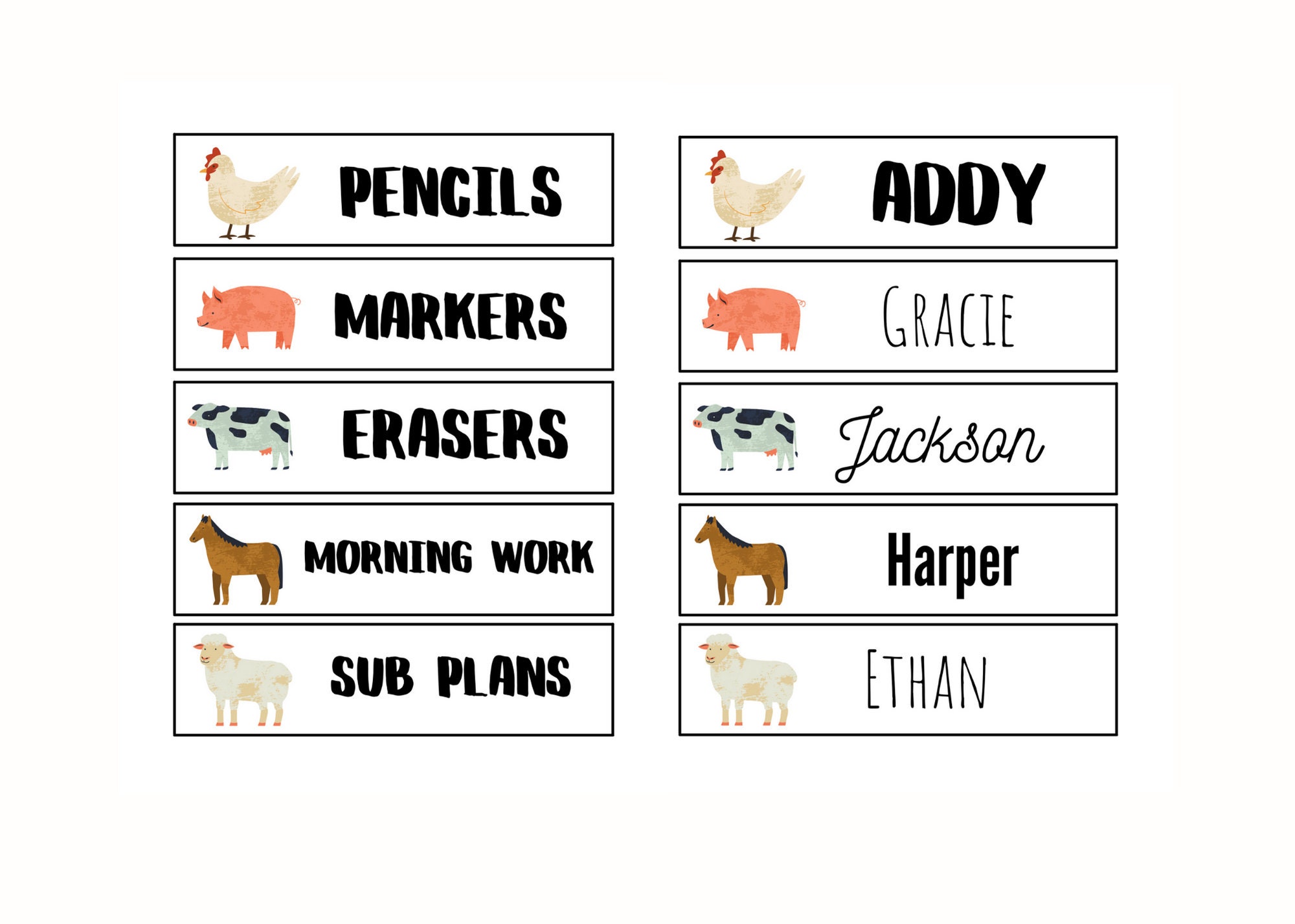 Editable Name Tags / Farm Animal Theme Classroom / Barn Class Kids ...