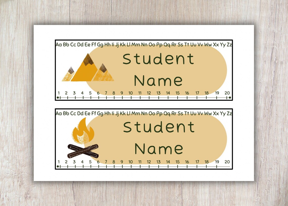 Camping Classroom Editable Name Plate With Number Line / - Etsy