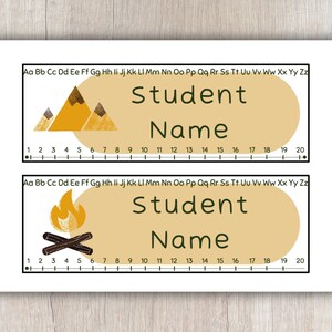 Camping Classroom Editable Name Plate With Number Line / - Etsy