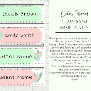 EDITABLE Cactus Themed Classroom Name Plates / Printable Name Tags for ...