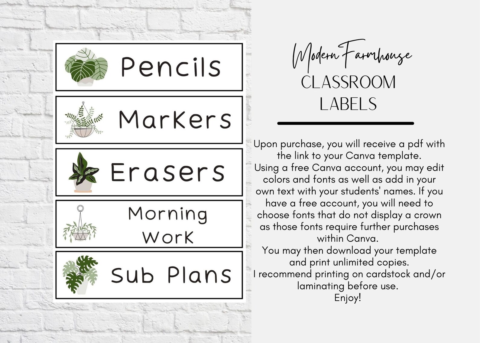 Modern Farmhouse Classroom Name Tags / Printable Name Tags / Boho ...