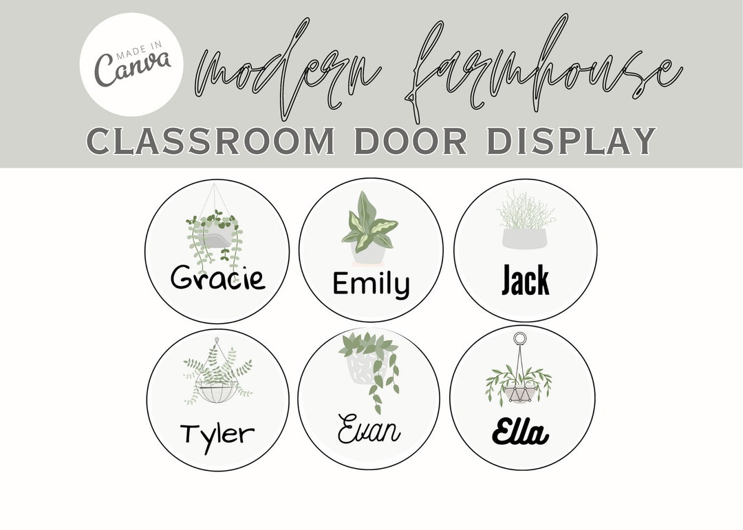 Modern Farmhouse Decor / Editable Classroom Name Tag / Plant Themed ...