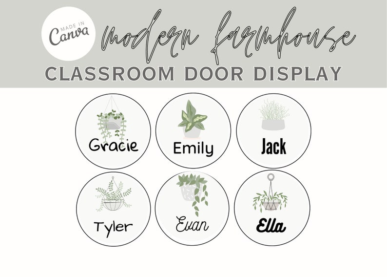 Modern Farmhouse Decor / Editable Classroom Name Tag / Plant Themed ...