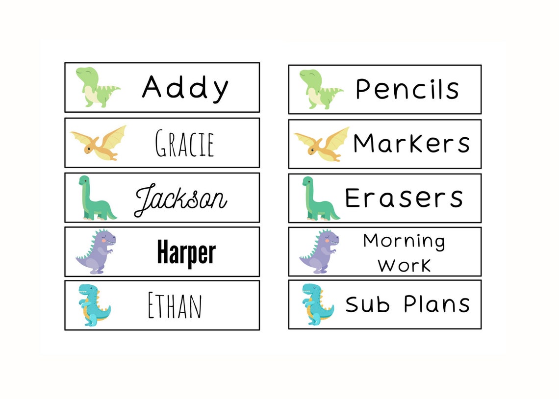 Dinosaur Themed Classroom Printable Labels / Editable Name Tags for ...