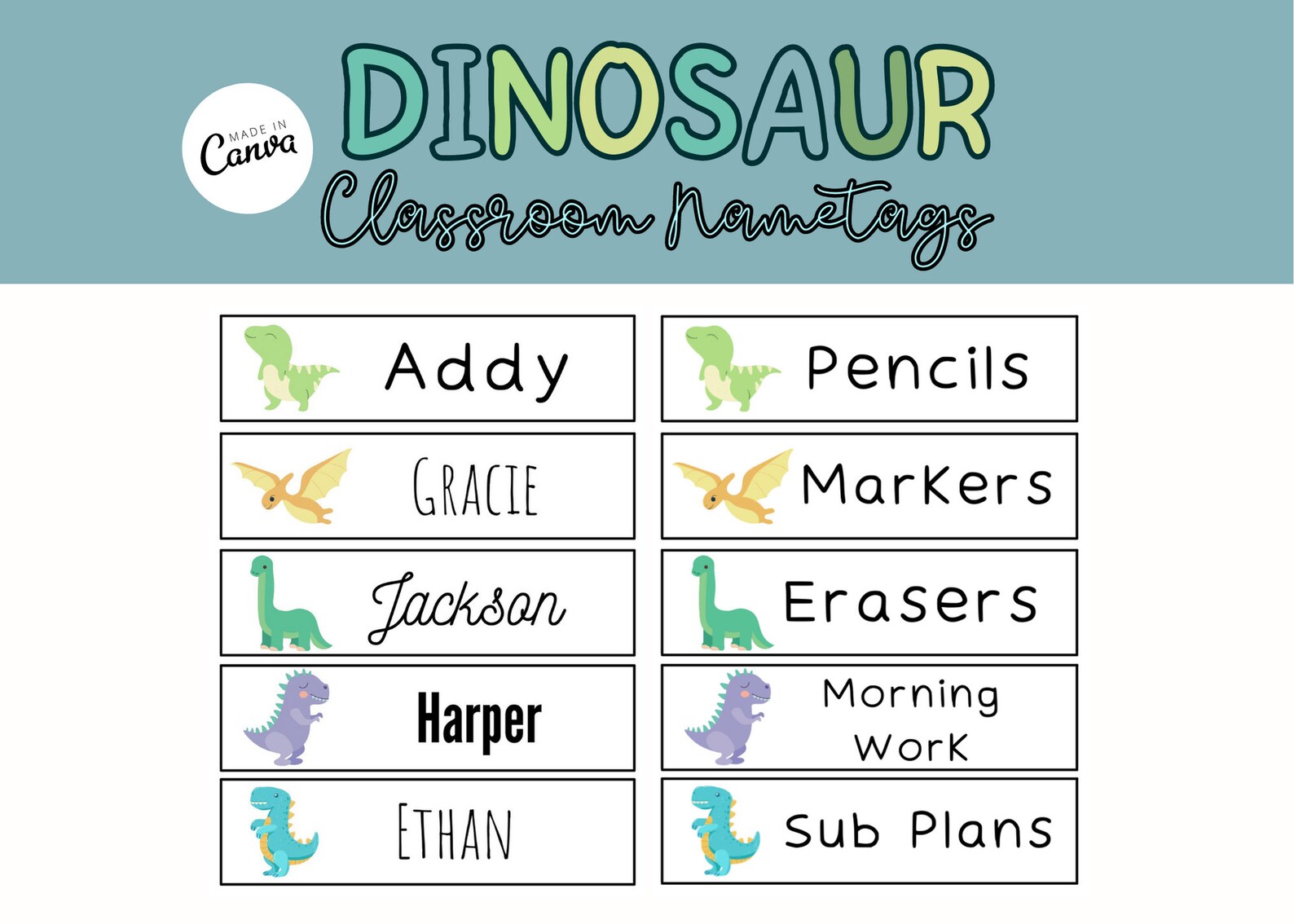 Dinosaur Themed Classroom Printable Labels / Editable Name Tags for ...