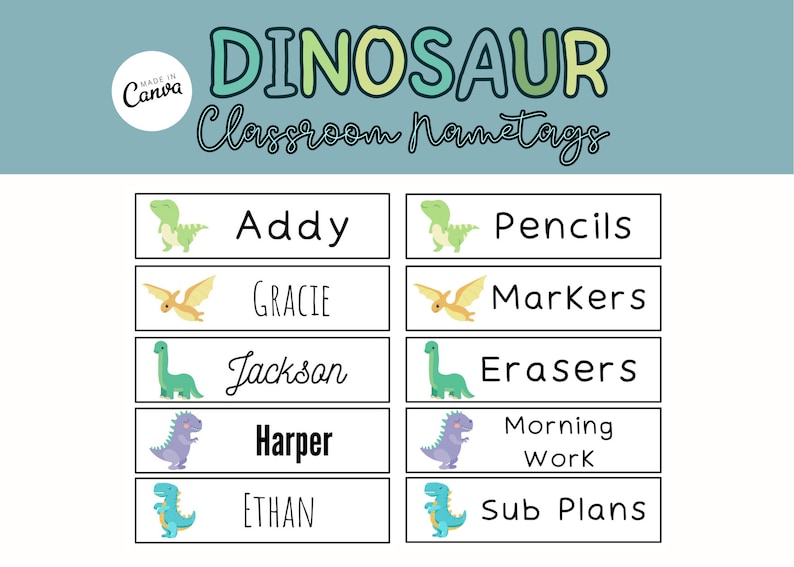 Dinosaur Themed Classroom Printable Labels / Editable Name Tags for ...