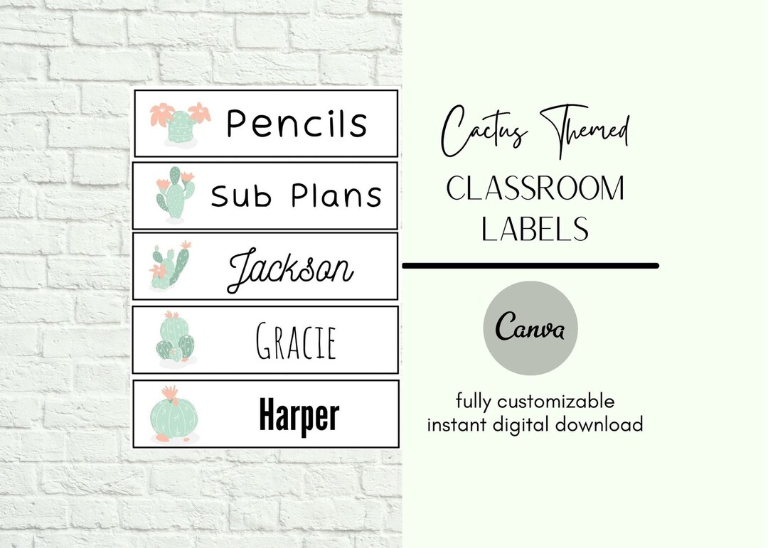 Editable Cactus Themed Name Tag Template / Cactus Classroom Theme ...