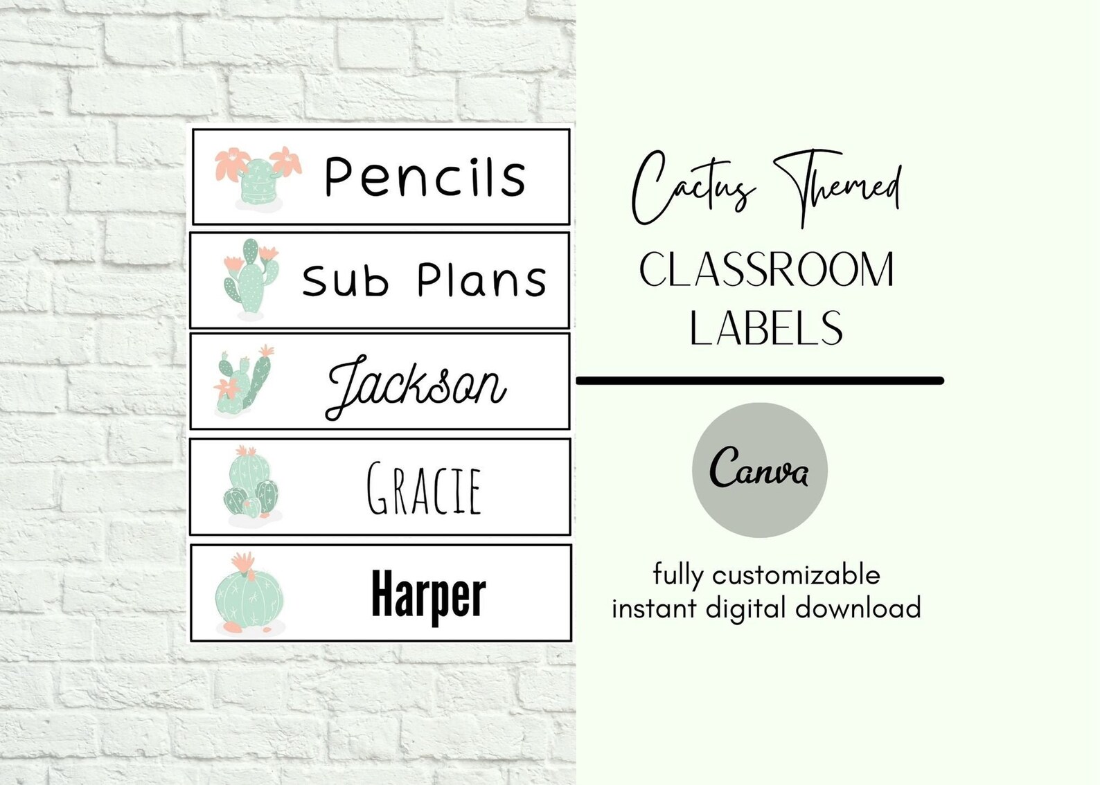 Editable Cactus Themed Name Tag Template / Cactus Classroom Theme ...