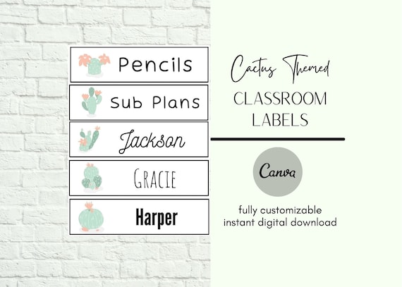 Editable Cactus Themed Name Tag Template / Cactus Classroom - Etsy