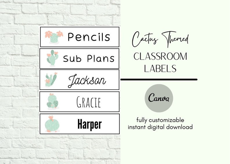 Editable Cactus Themed Name Tag Template / Cactus Classroom Theme ...