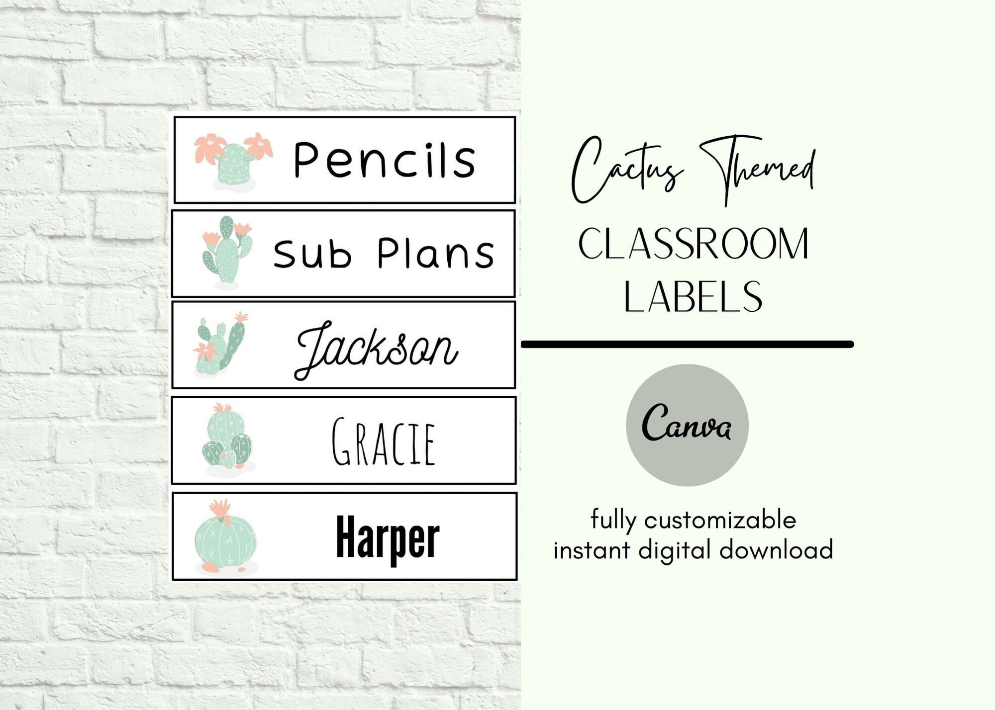 Editable Cactus Themed Name Tag Template / Cactus Classroom Theme ...
