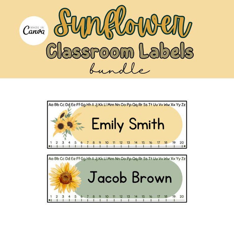Editable Sunflower Labels and Classroom Decor for Elementary School ...