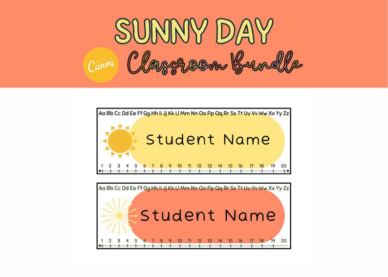 Editable Sunshine Labels & Name Tags for Elementary School Themed ...