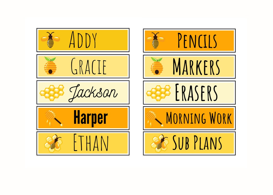 Editable Name Tags / Busy Bee Theme Classroom / Beehive Style Kids ...