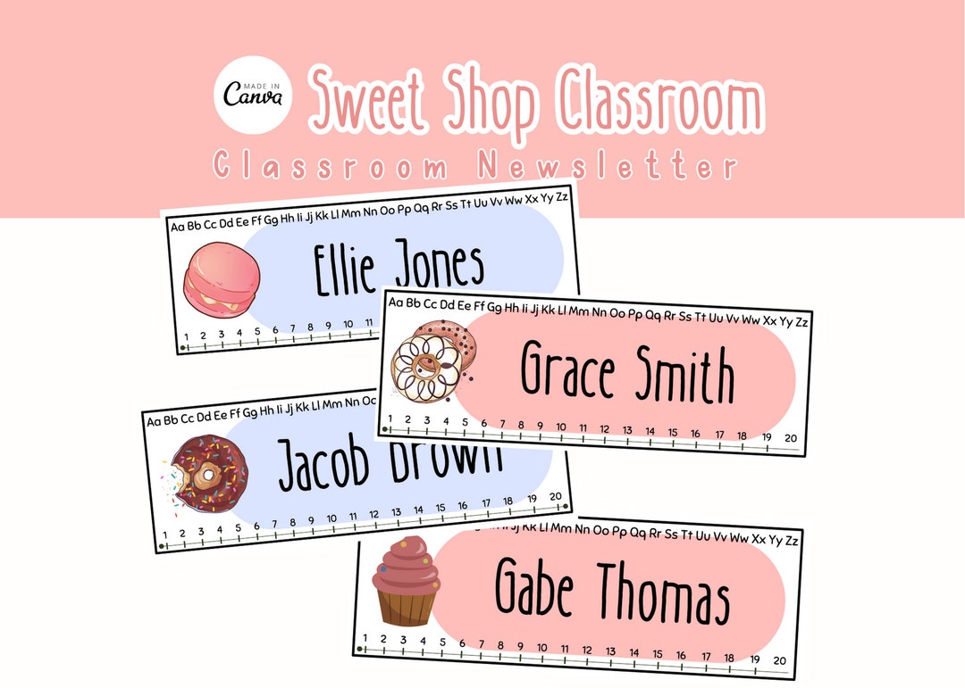 Sweet Shop Theme Classroom Desk Labels / Elementary School Name Plates ...