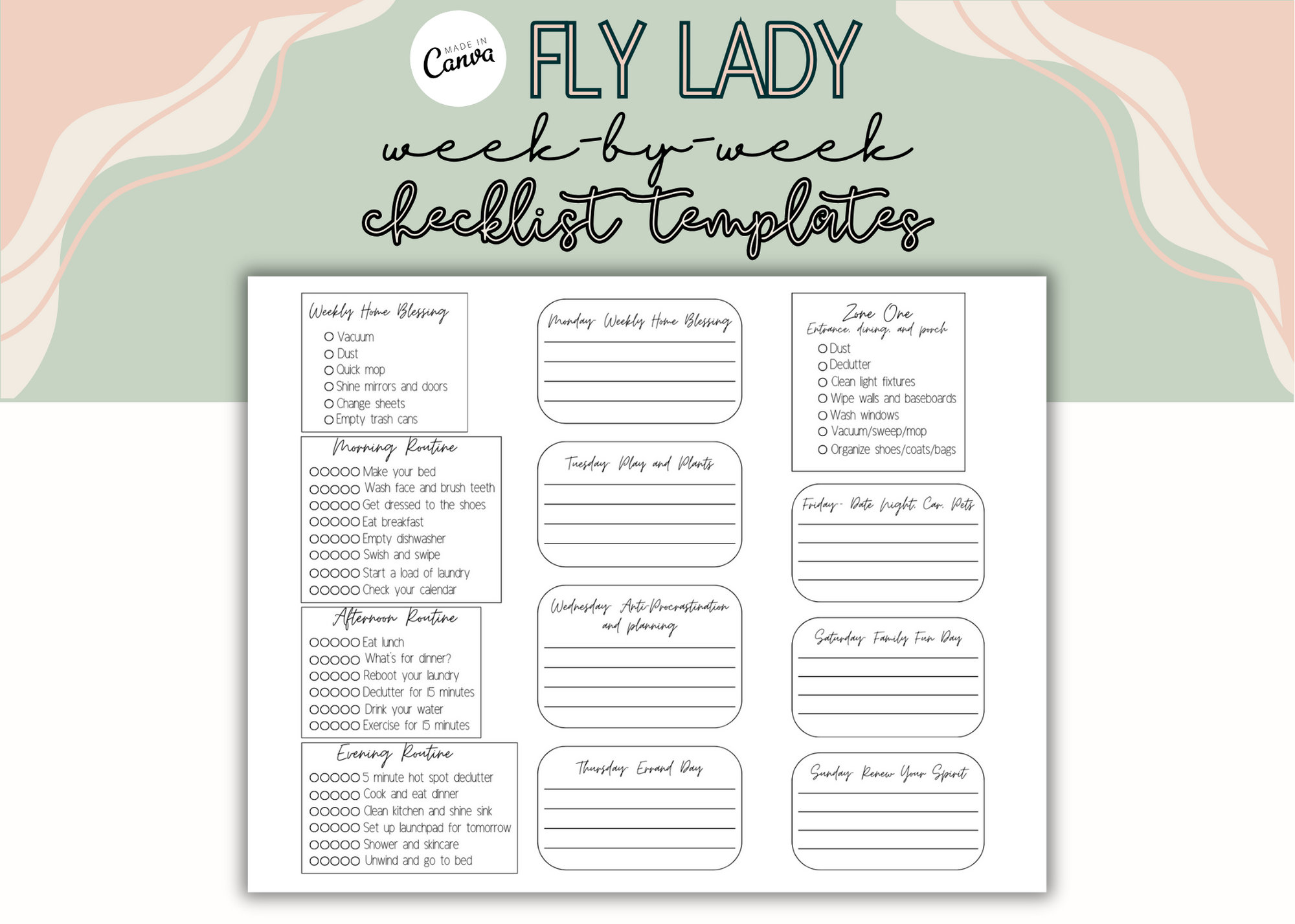 Plantilla De Rutinas Diarias De Flylady Organización En El Hogar: