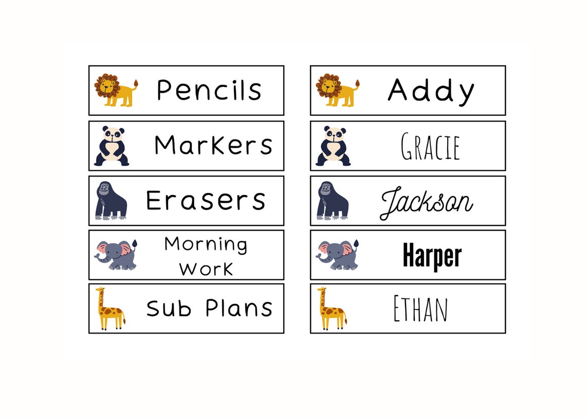 Safari Theme Classroom Organization Bundle / Zoo Name Tag Templates for ...