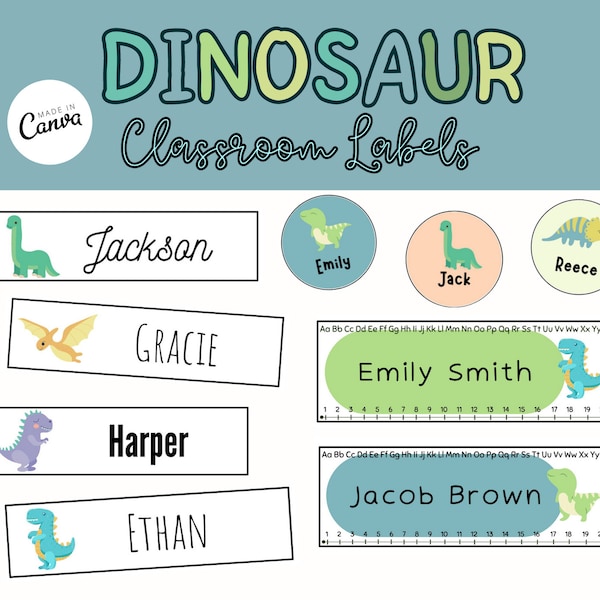 Dinosaur Labels - Etsy