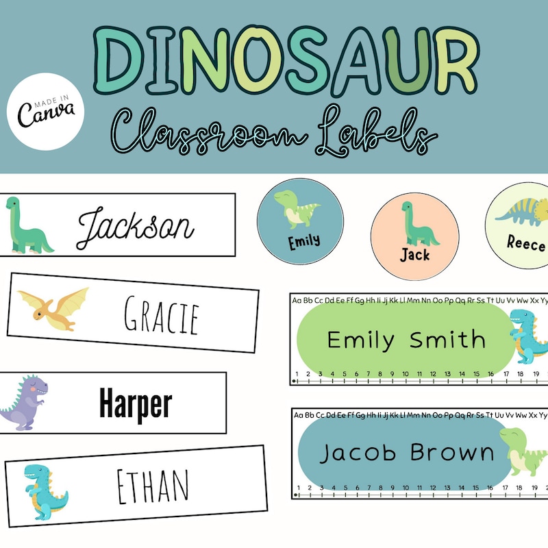 Dinosaur Name Tags - Etsy