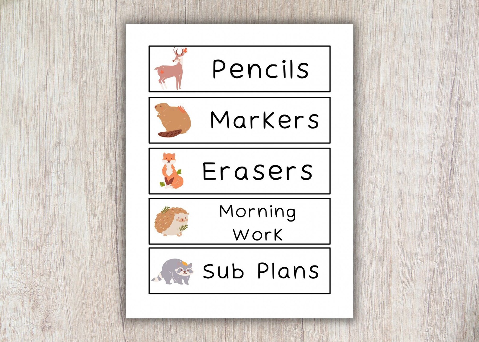 Woodland Critters Printable Classroom Label Template / - Etsy