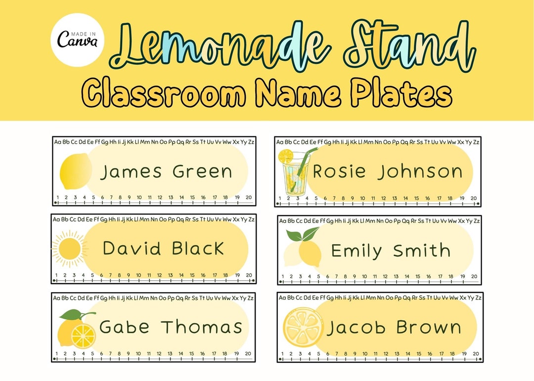 Lemonade Stand Classroom Desk Labels / Elementary School Name Plates ...