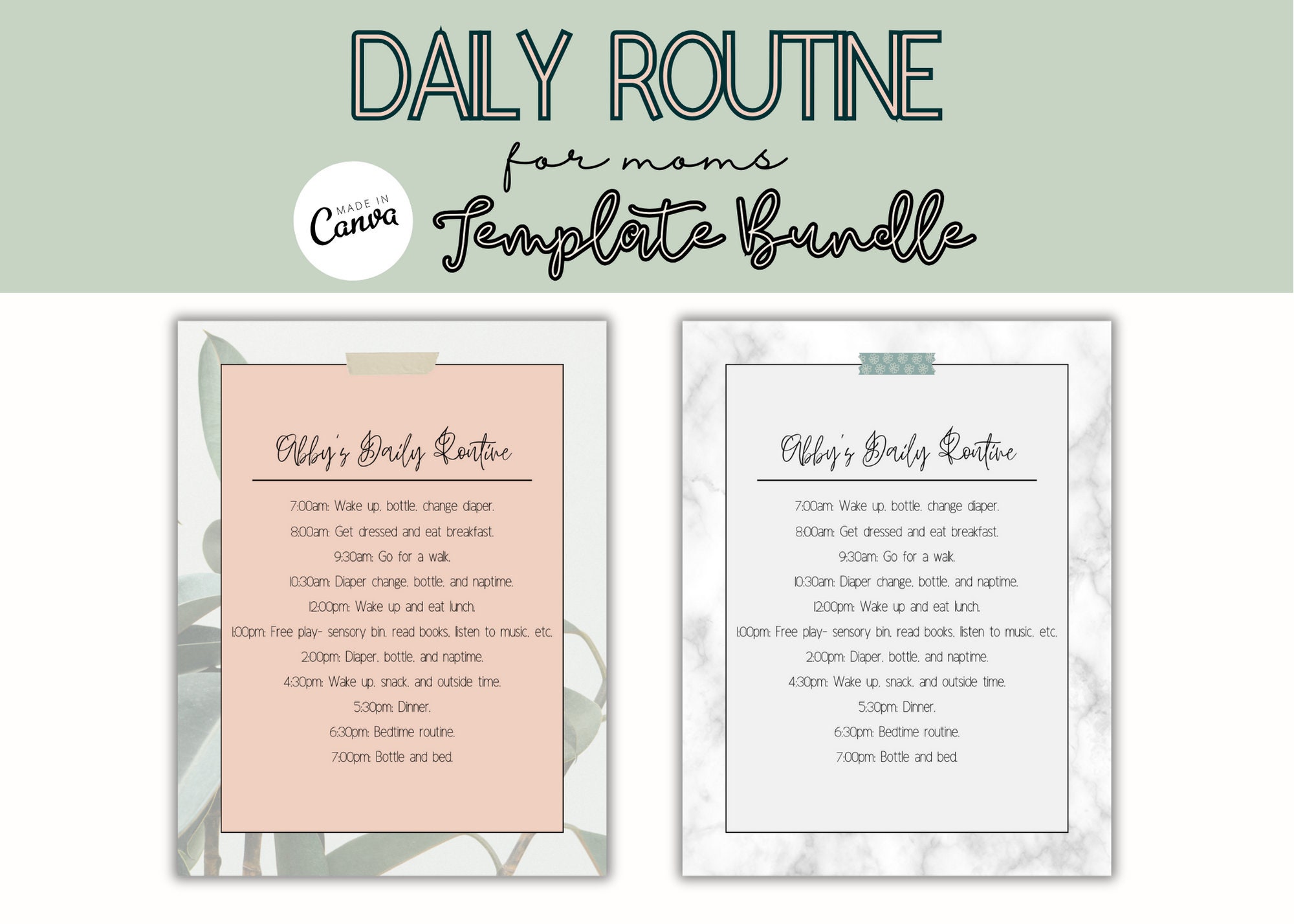 Editable Daily Routine Template for Moms / Baby and Toddler ...