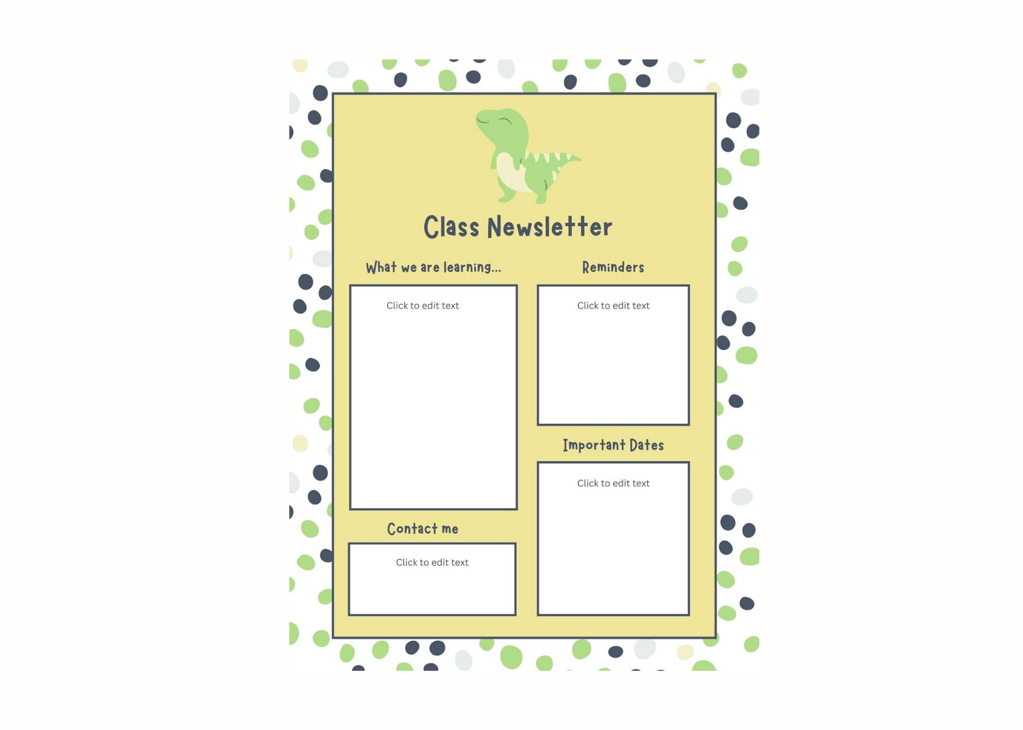 Dinosaur Classroom Editable Newsletter Template for Teachers / Parent ...