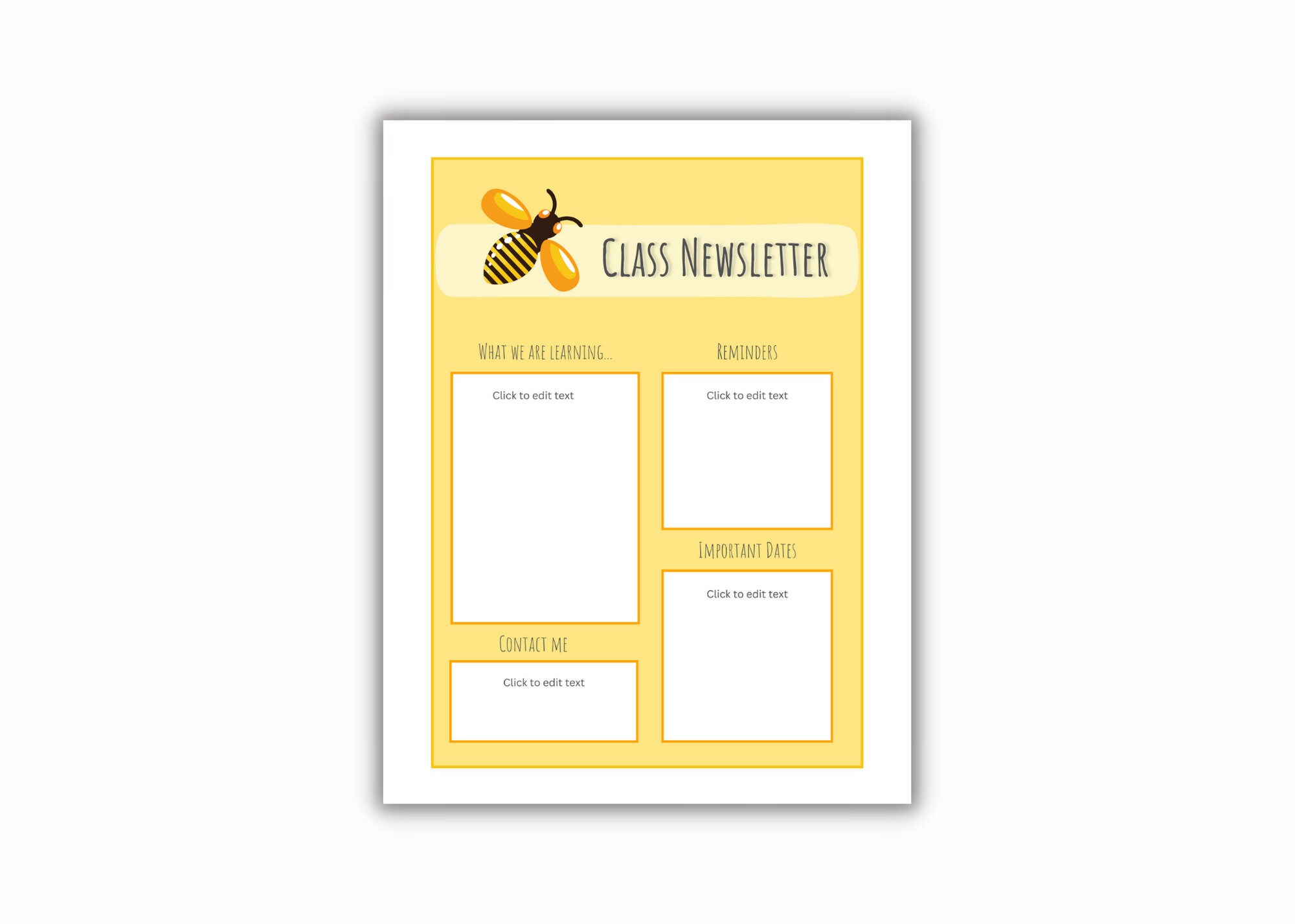 Classroom Newsletter Editable Template for Teacher / Busy Bees Hive ...